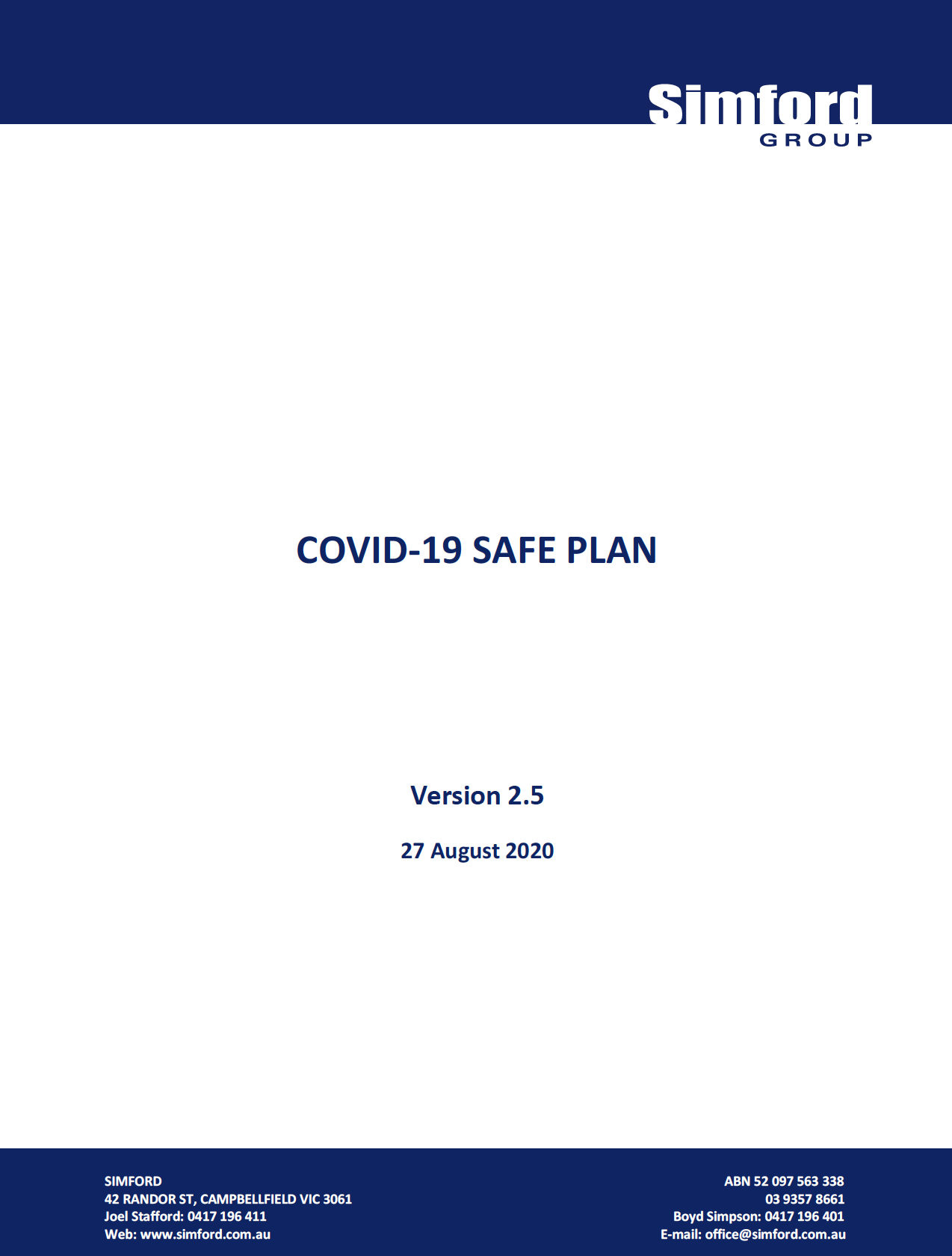 The Simford Group | COVID-19 Policies and Procedures